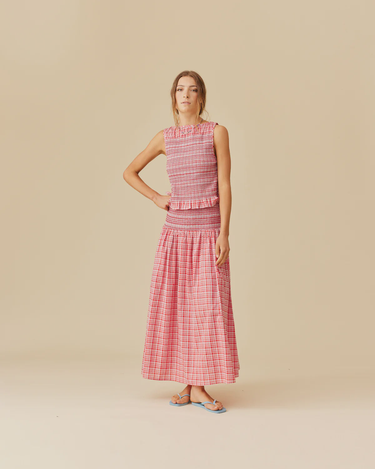 Ruby - Antastasia Tank - Red/Aqua/Tartan – The General Store